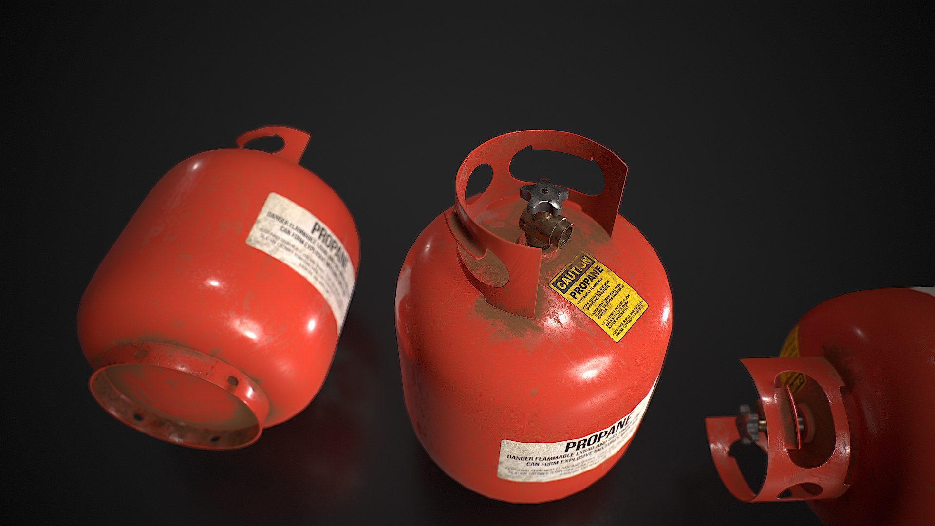 Propane Tank Usage Dirty Red Low-poly Model - TurboSquid 2232404