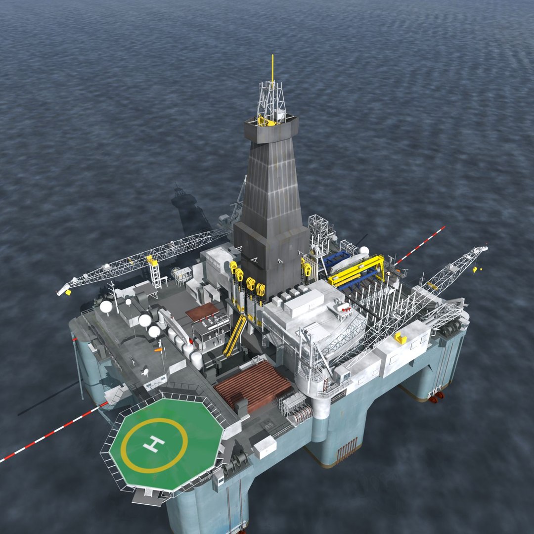 3d Semisubmersible Drilling Rig Model