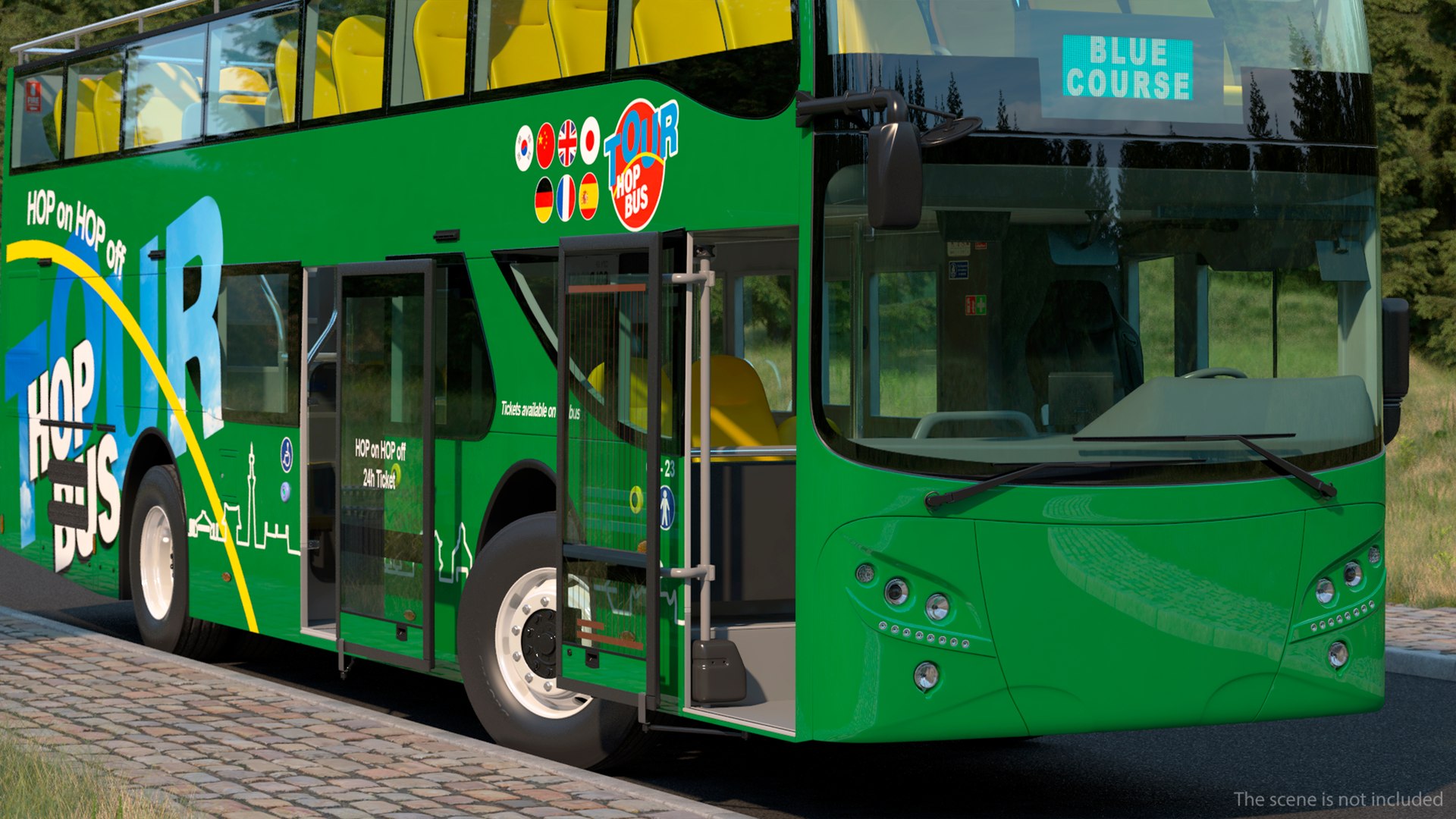Open Air Double Decker Tour Hop Bus Rigged for Cinema 4D 3D model ...