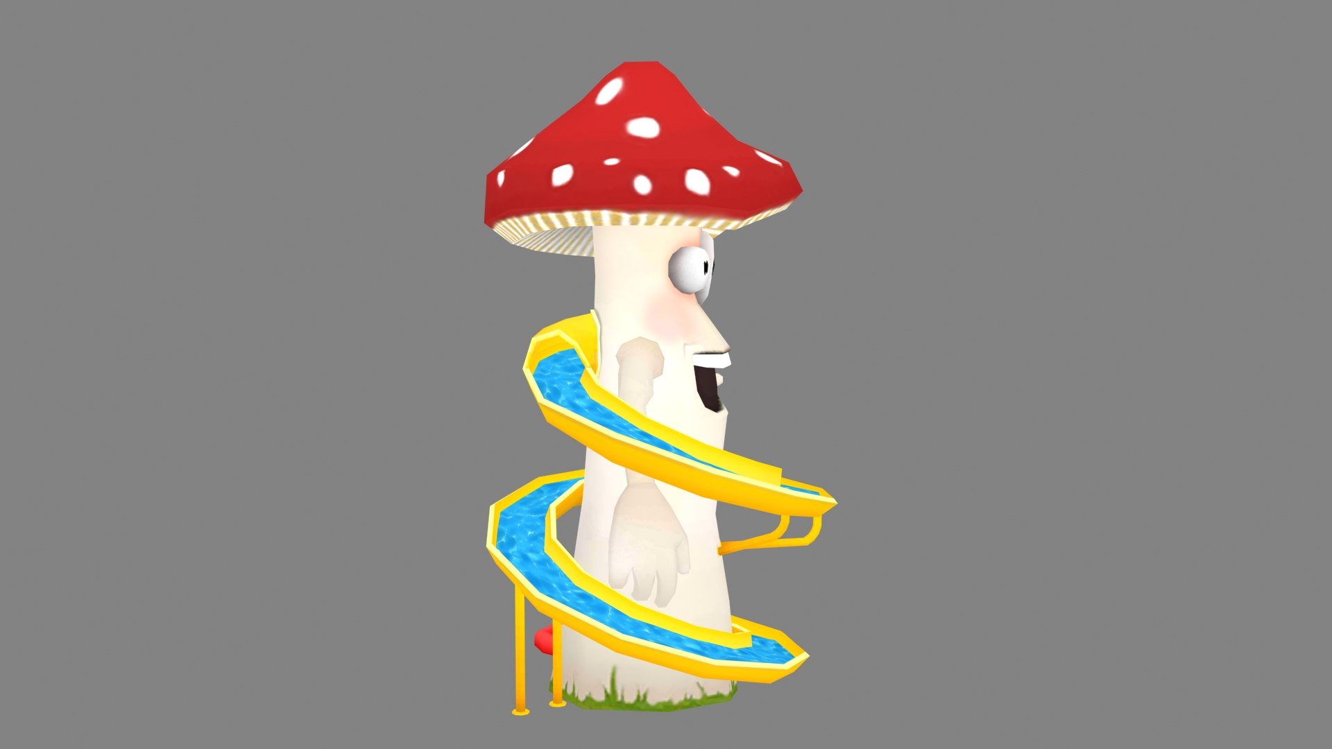 Mushroom Water Slide - Amusement Park Low-poly 3D Model 3D Model ...