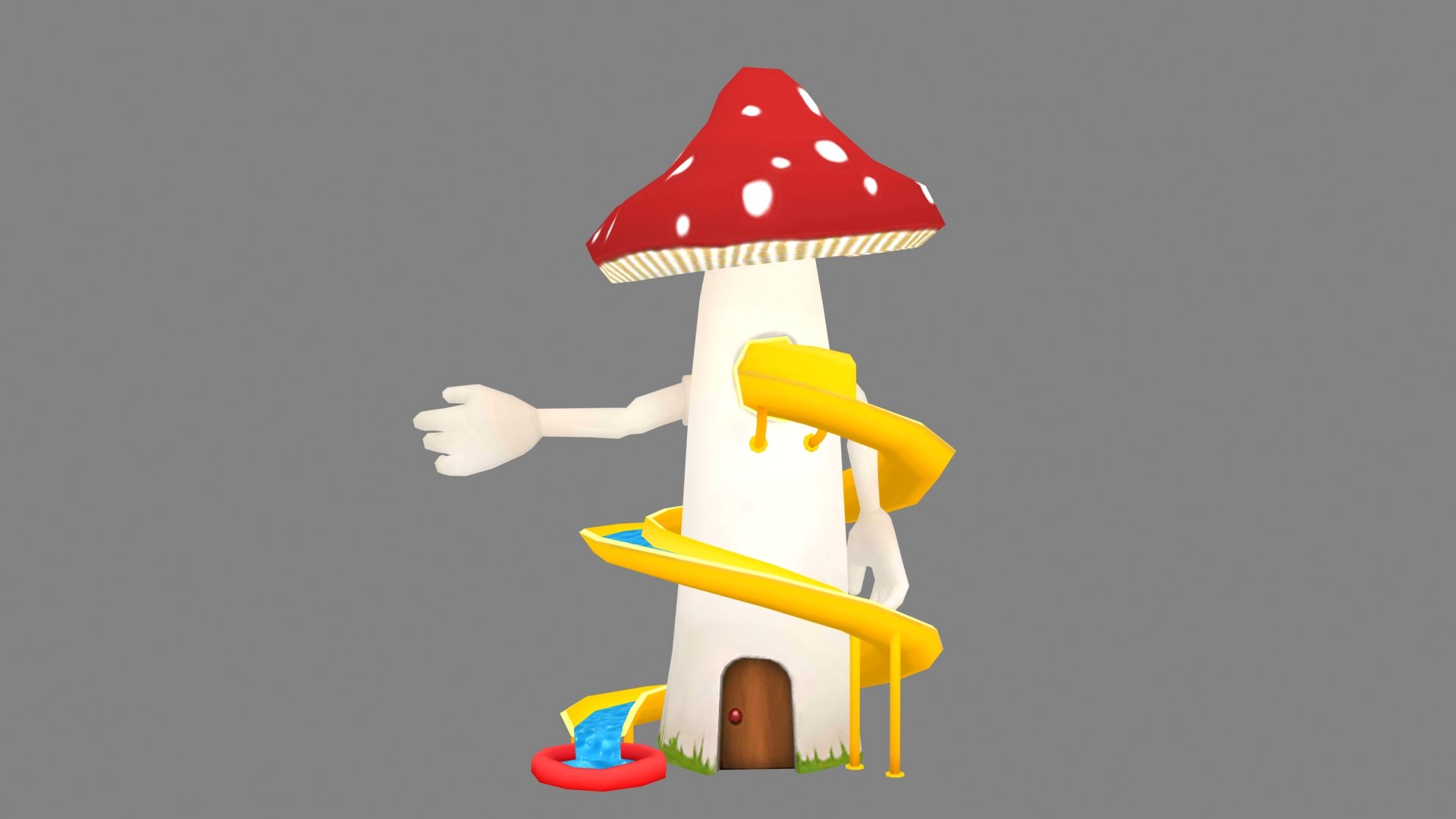 Mushroom Water Slide - Amusement Park Low-poly 3D Model 3D Model ...