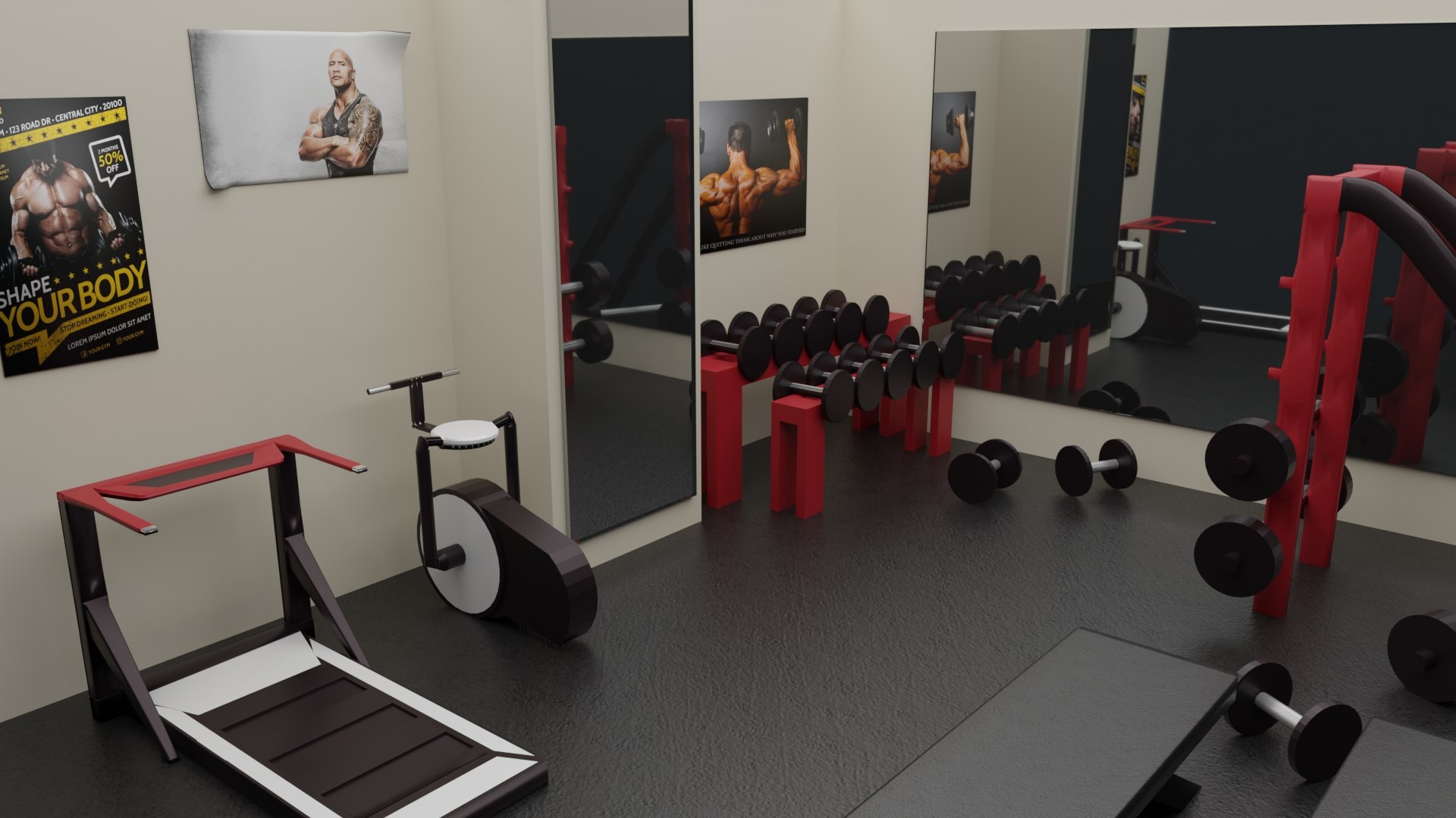3D Low-Poly Gym - Fitness Hall - TurboSquid 1717795