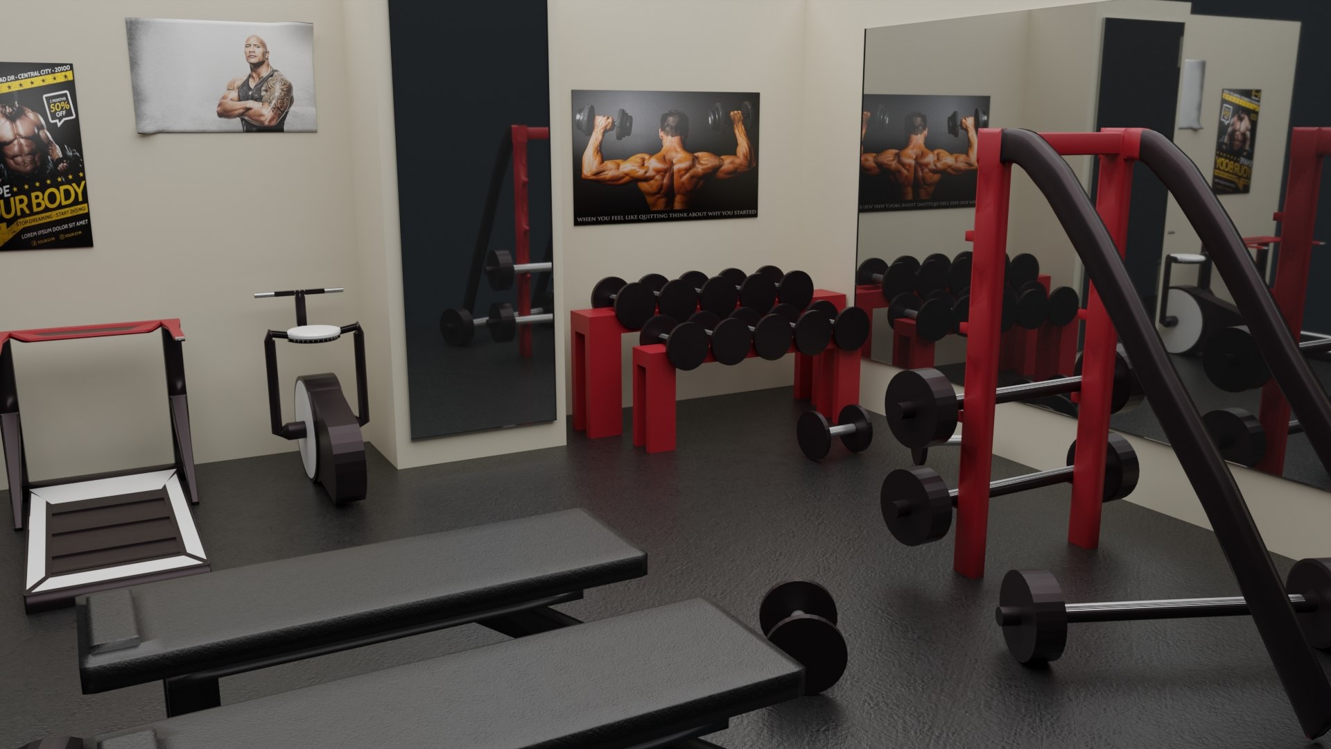 3D Low-Poly Gym - Fitness Hall - TurboSquid 1717795