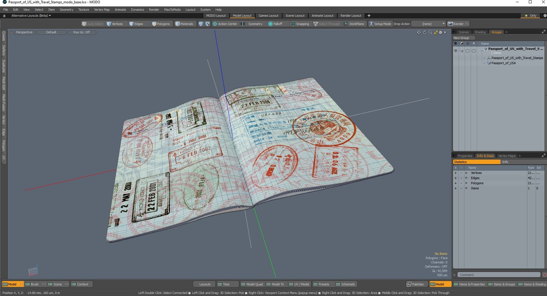 3D Model Passport Of US With Travel Stamps - TurboSquid 2219828