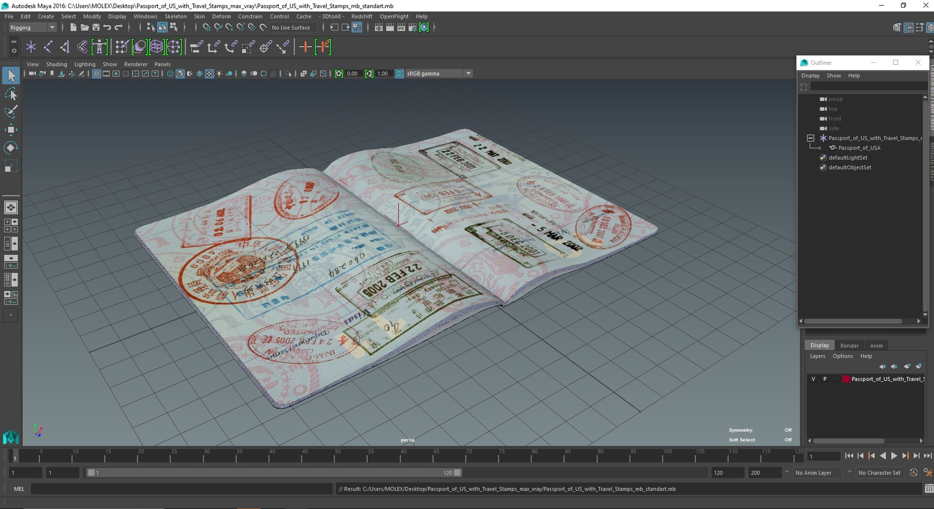 3D Model Passport Of US With Travel Stamps - TurboSquid 2219828