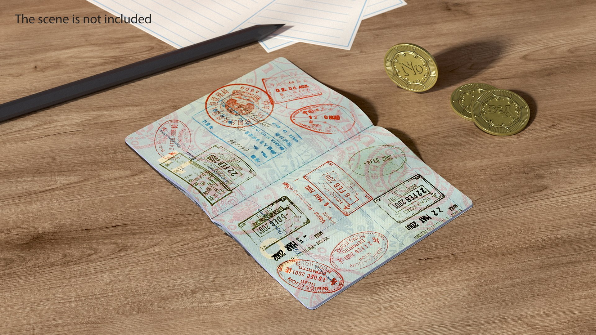 3D Model Passport Of US With Travel Stamps - TurboSquid 2219828