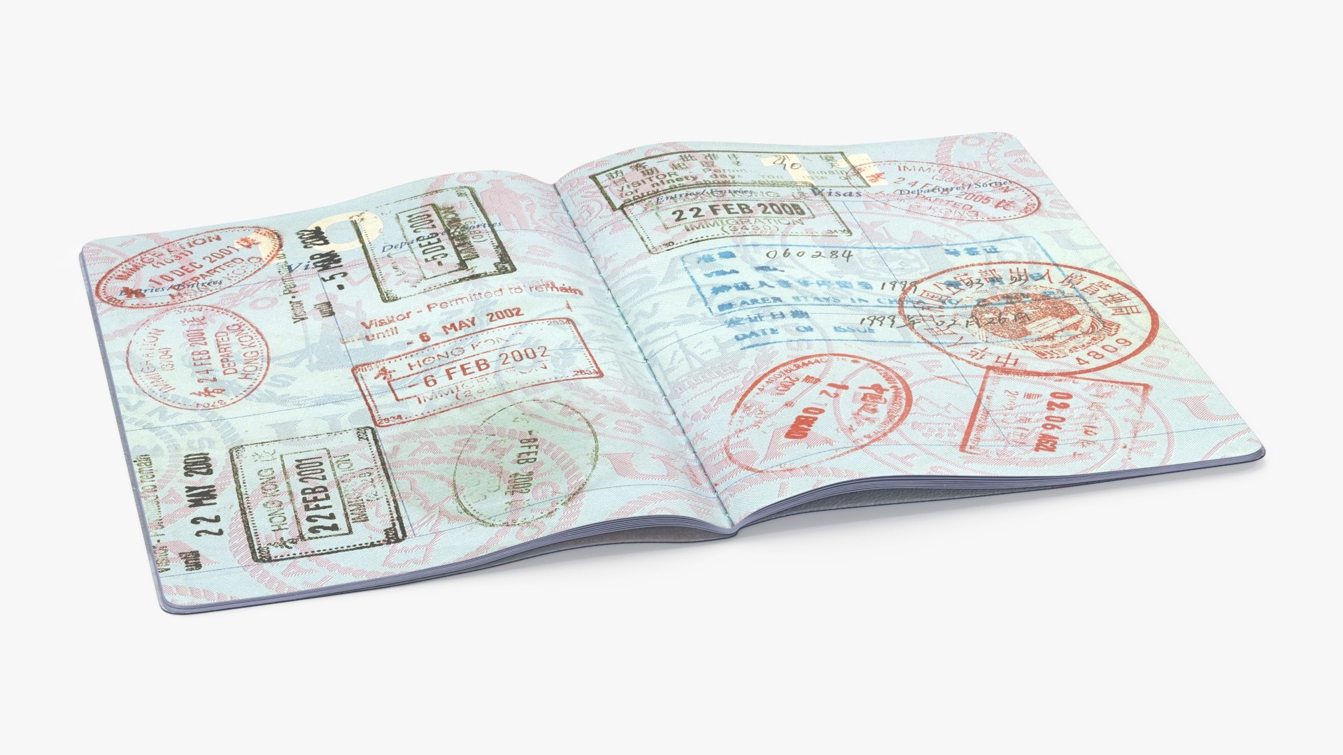 3D Model Passport Of US With Travel Stamps - TurboSquid 2219828