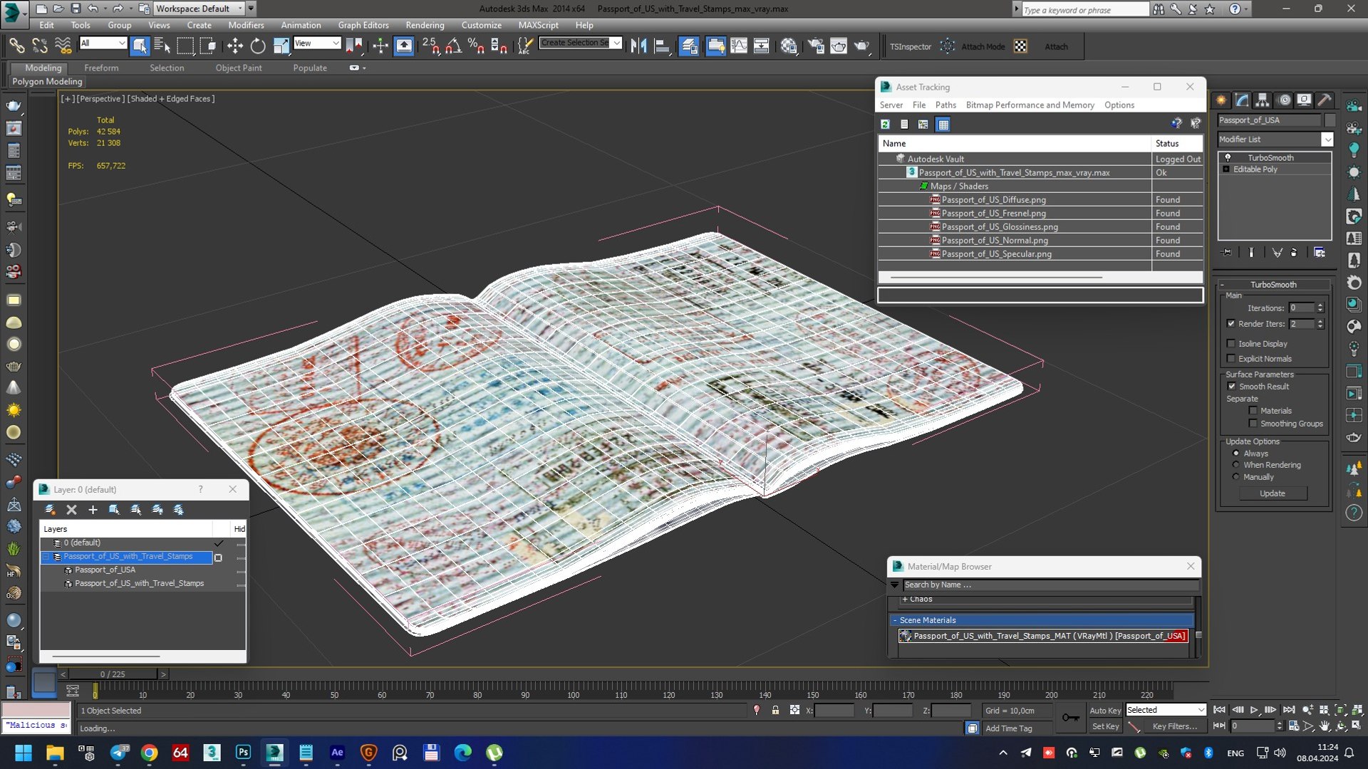 3D Model Passport Of US With Travel Stamps - TurboSquid 2219828