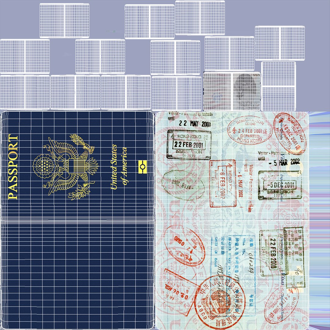 3D Model Passport Of US With Travel Stamps - TurboSquid 2219828