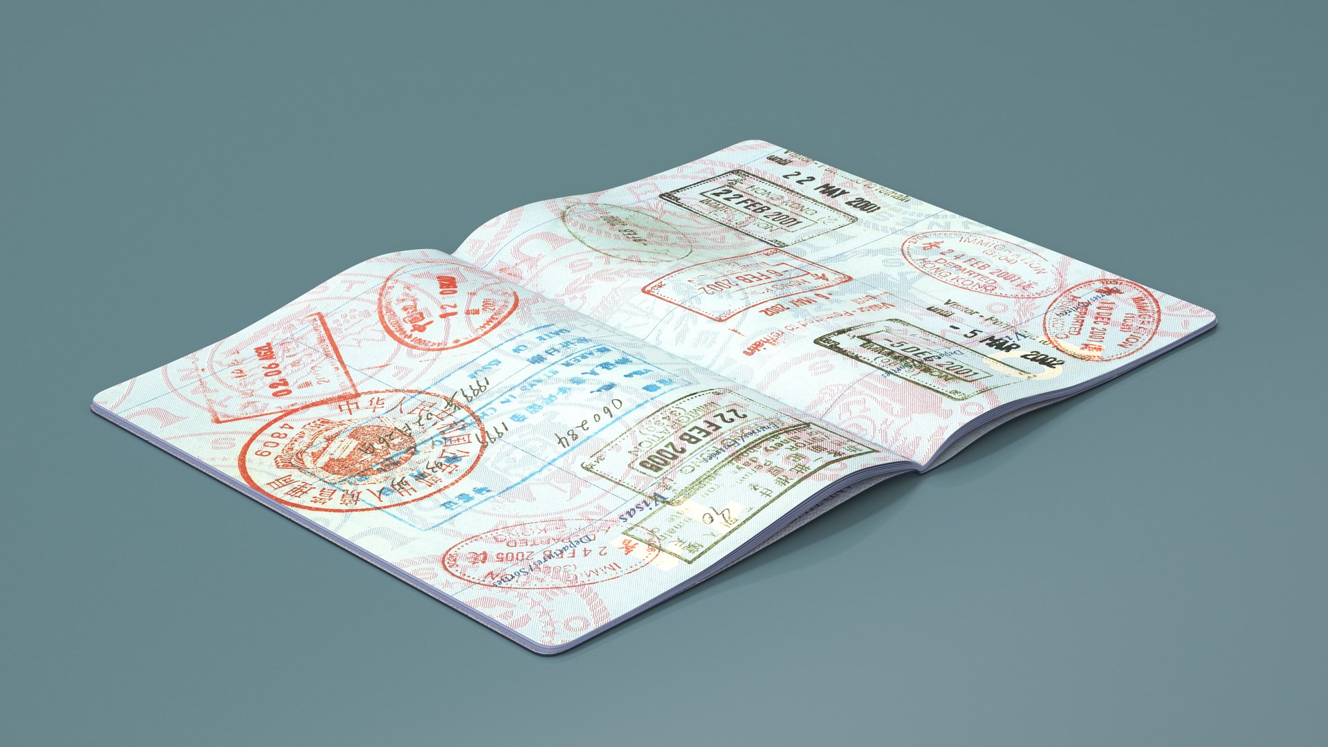 3D Model Passport Of US With Travel Stamps - TurboSquid 2219828