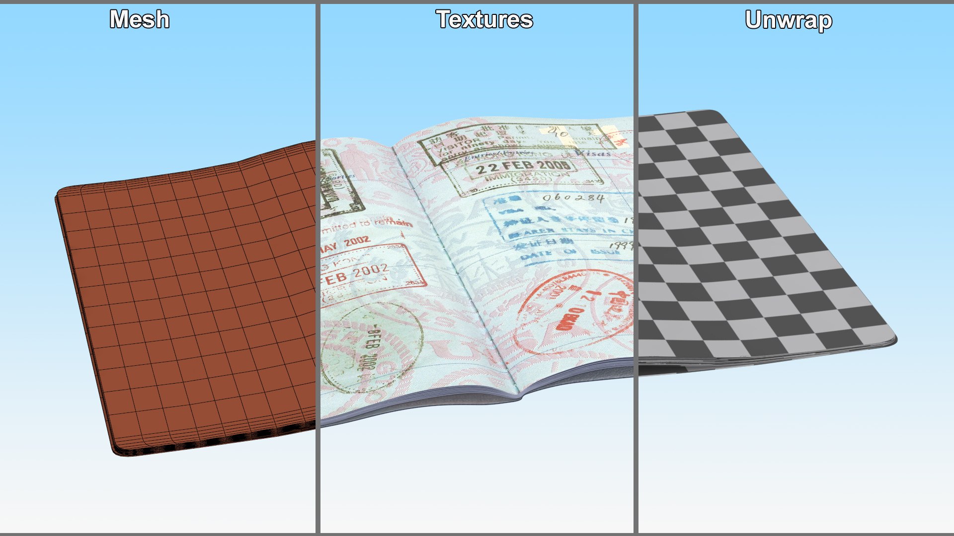 3D Model Passport Of US With Travel Stamps - TurboSquid 2219828