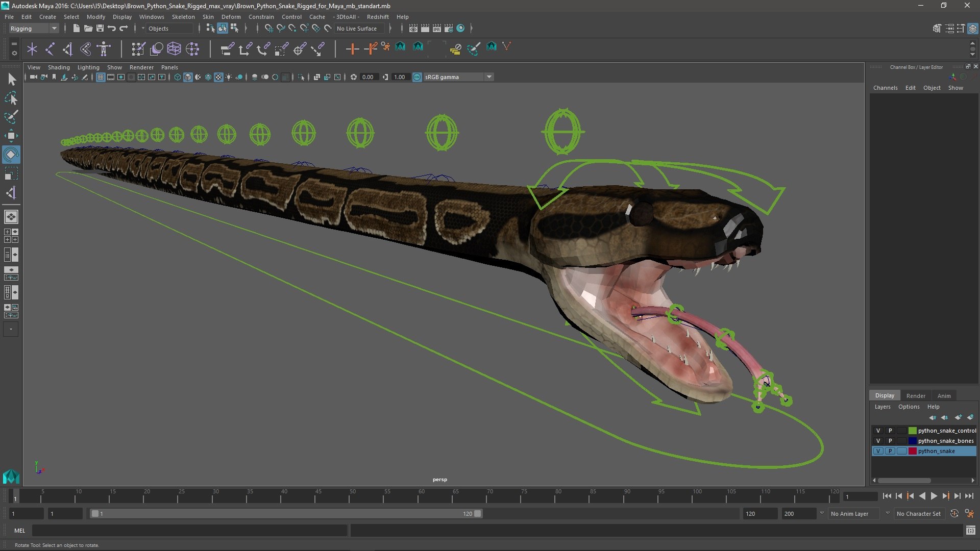 3D Model Brown Python Snake Rigged For Maya - TurboSquid 2212351