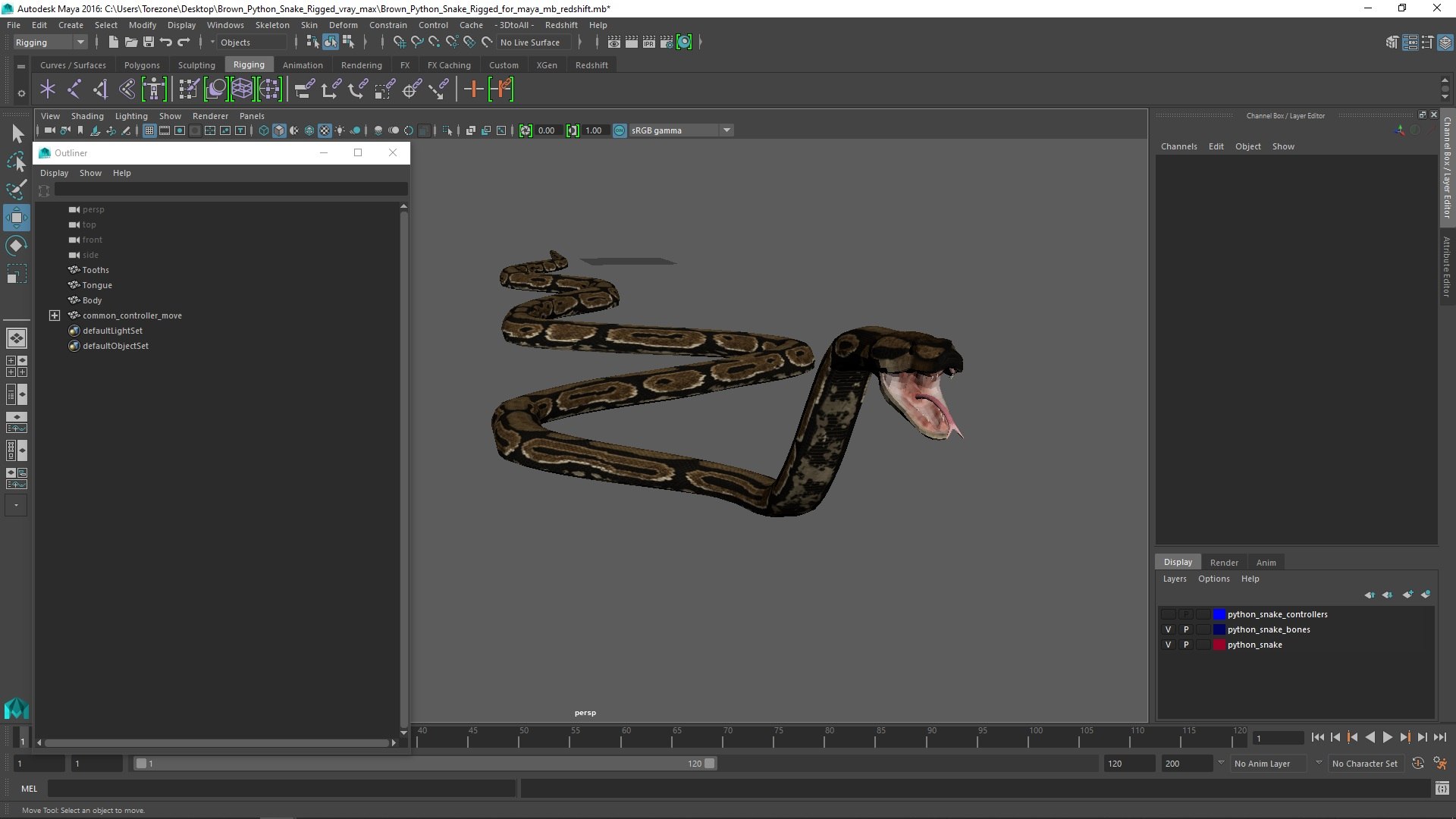 3D Model Brown Python Snake Rigged For Maya - TurboSquid 2212351