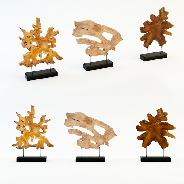 3d art wood decor set model