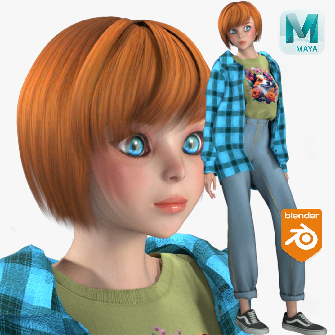 3D model Cartoon Girl-Vina Rigged 3D Model - TurboSquid 2108760