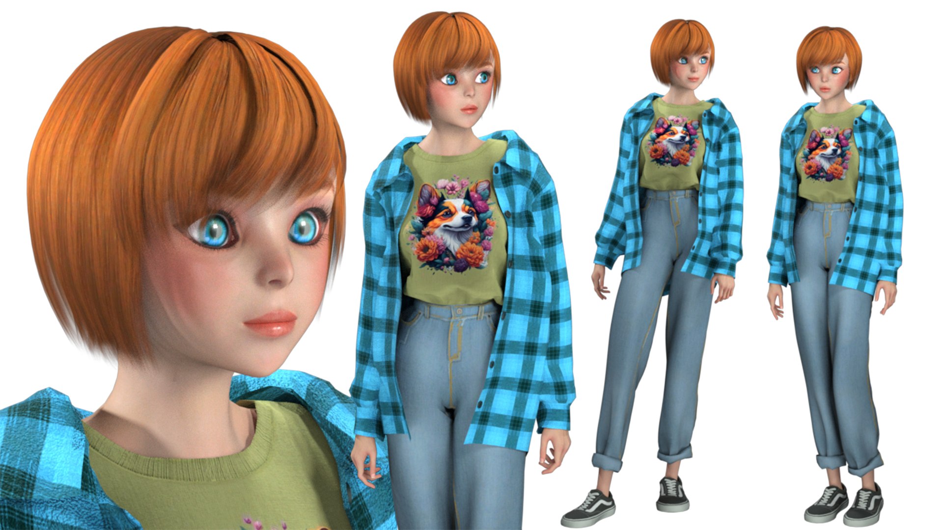3D Model Cartoon Girl-Vina Rigged 3D Model - TurboSquid 2108760