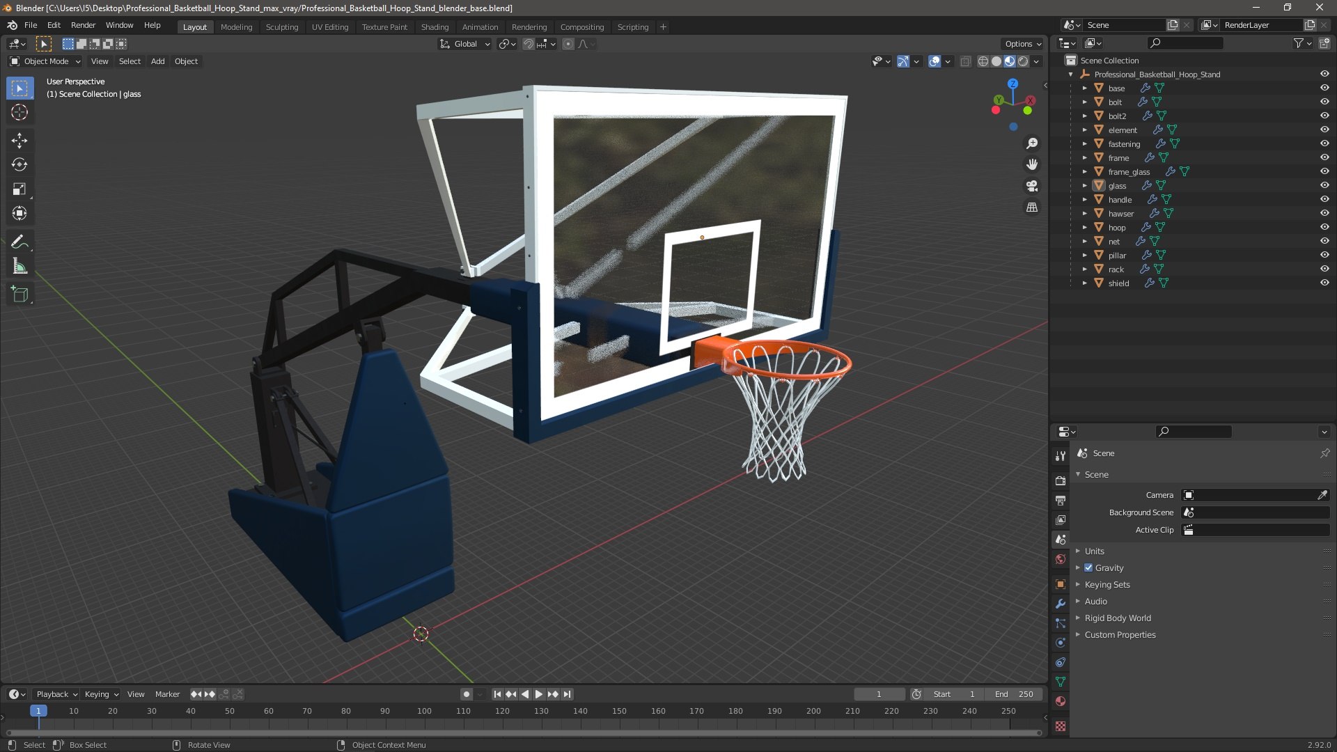 Professional Basketball Hoop Stand 3D Model - TurboSquid 2206395