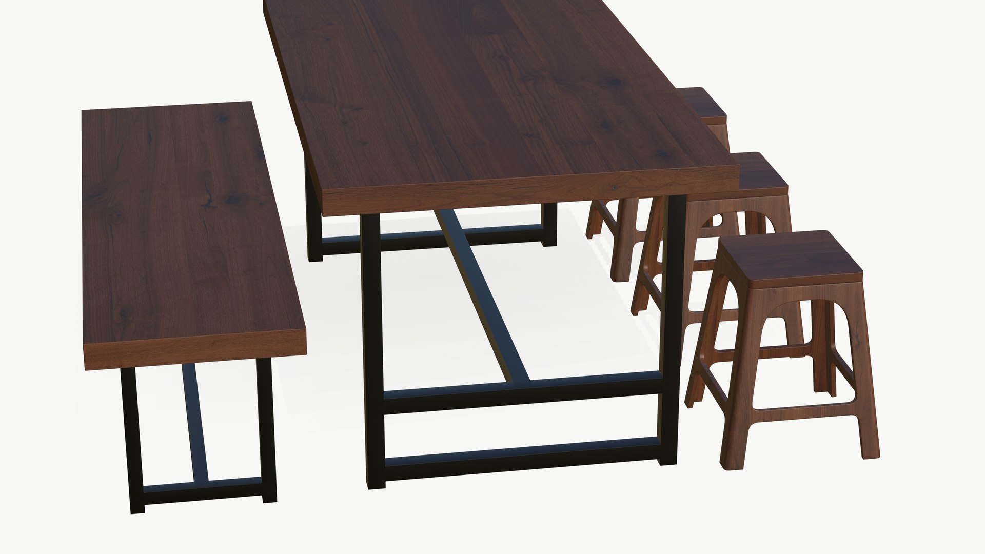 Wood Dining Table Stool Chair 3D model - TurboSquid 1998947