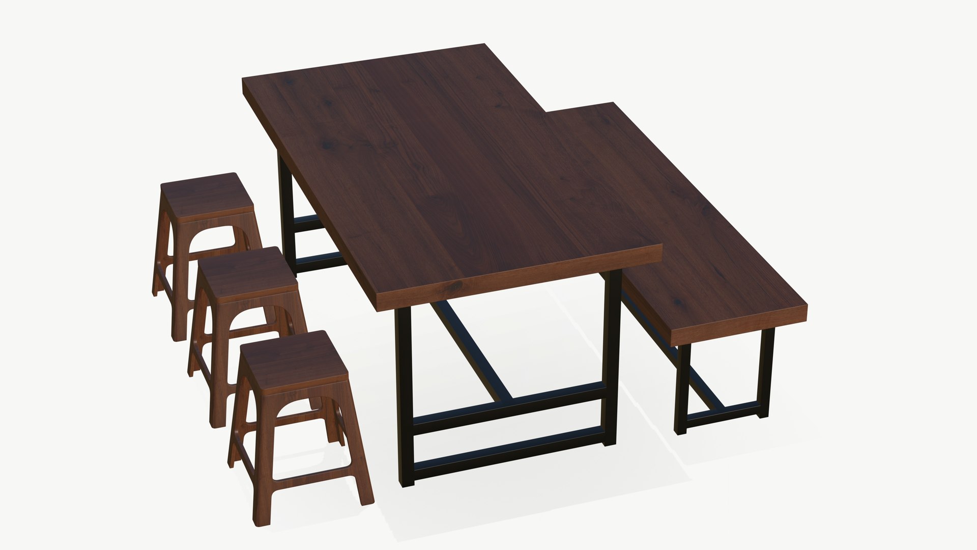 Wood Dining Table Stool Chair 3D model - TurboSquid 1998947