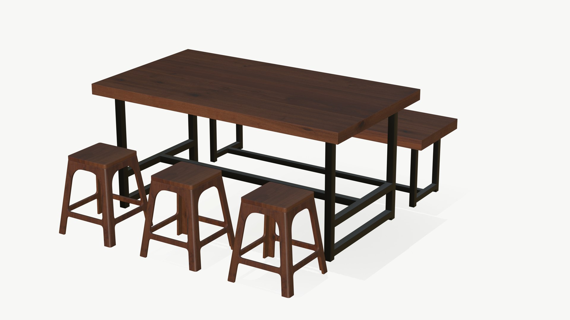 Wood Dining Table Stool Chair 3D model - TurboSquid 1998947
