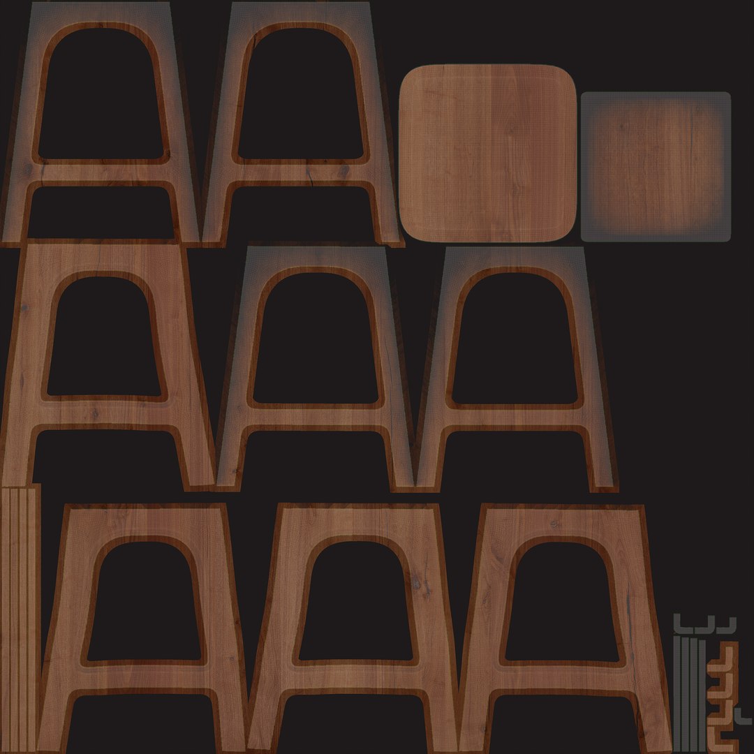 Wood Dining Table Stool Chair 3D model - TurboSquid 1998947