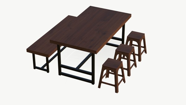 Wood Dining Table Stool Chair 3D model - TurboSquid 1998947