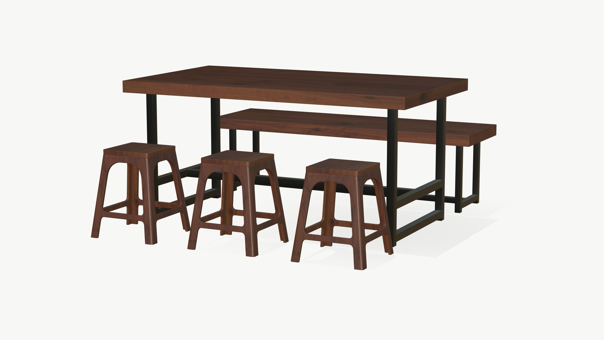 Wood Dining Table Stool Chair 3D model - TurboSquid 1998947
