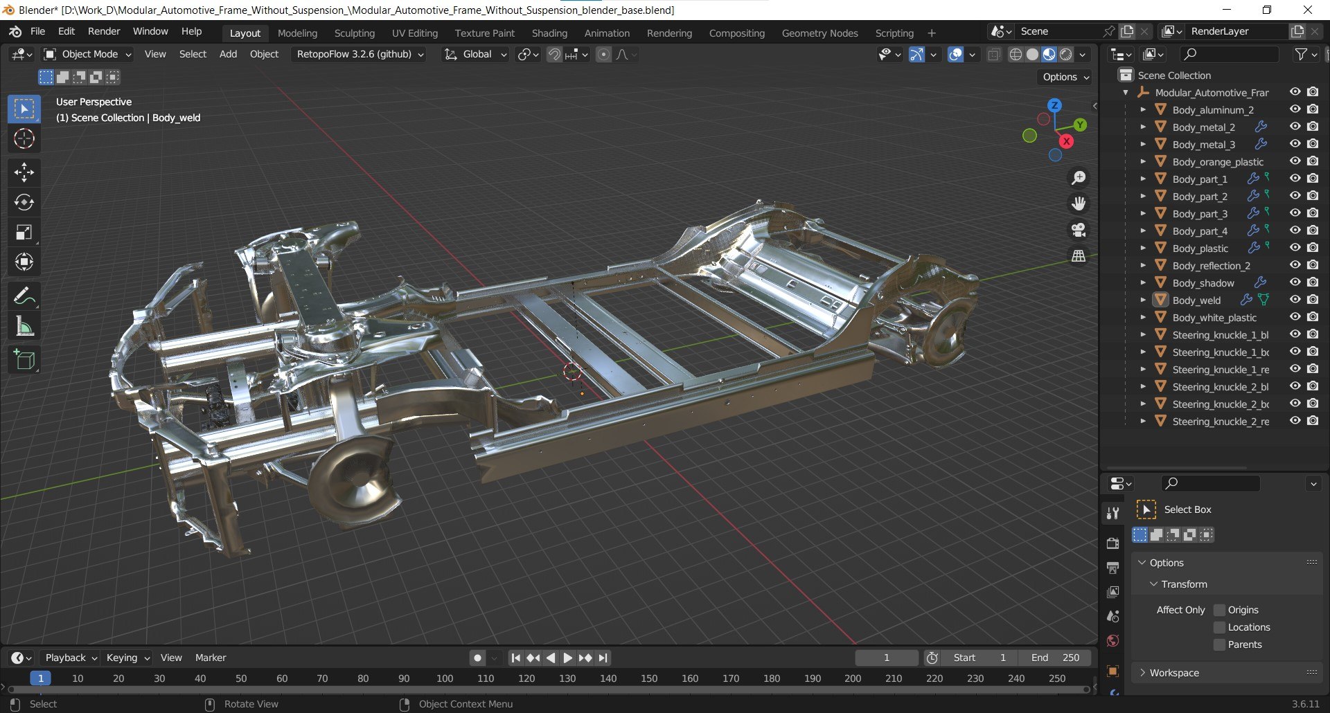 Modular Automotive Frame Without Suspension 3D Model - TurboSquid 2424603