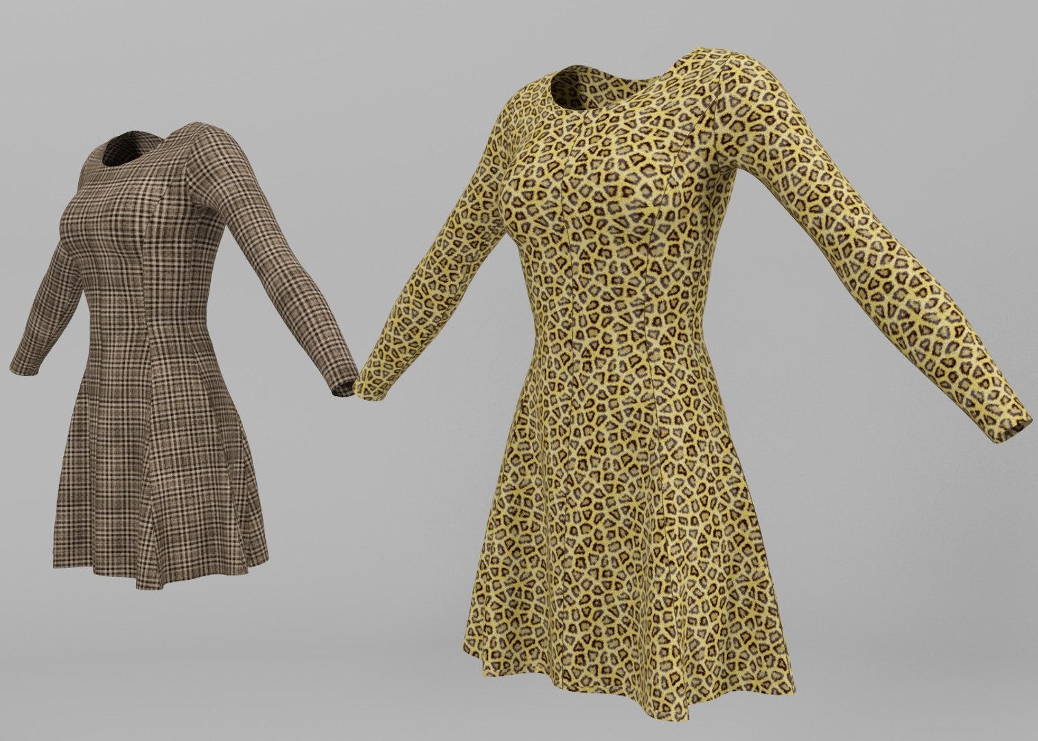 3D model women dress checkered leopard - TurboSquid 1529272