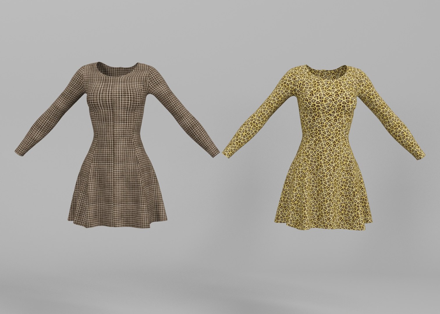 3D model women dress checkered leopard - TurboSquid 1529272