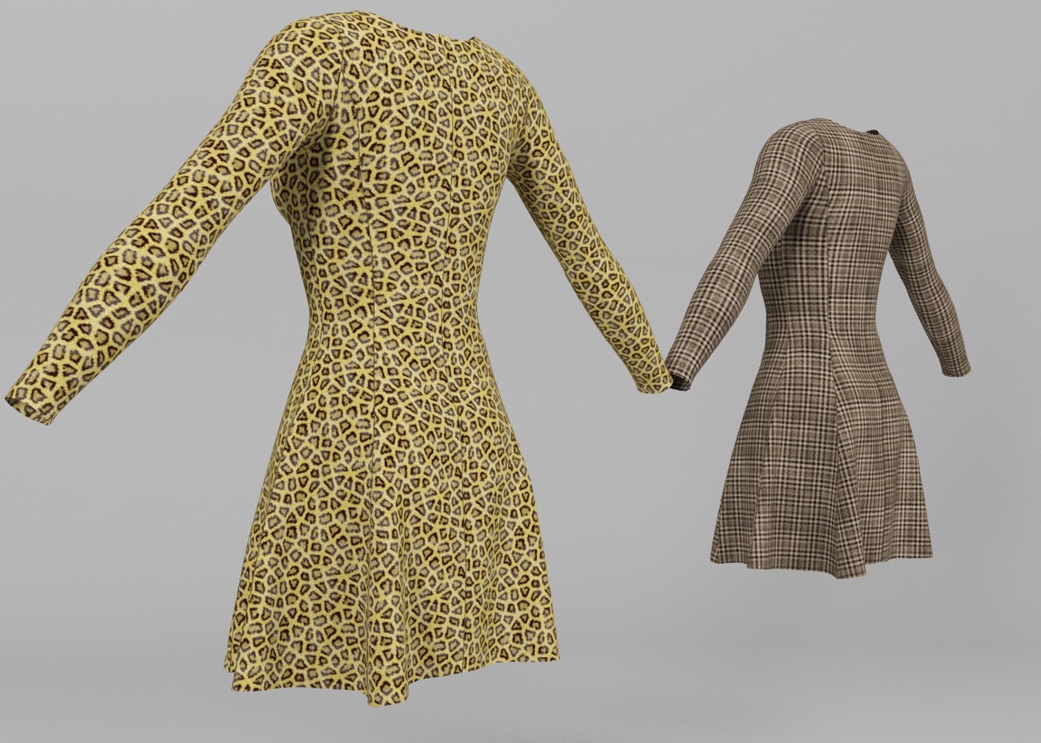 3D model women dress checkered leopard - TurboSquid 1529272