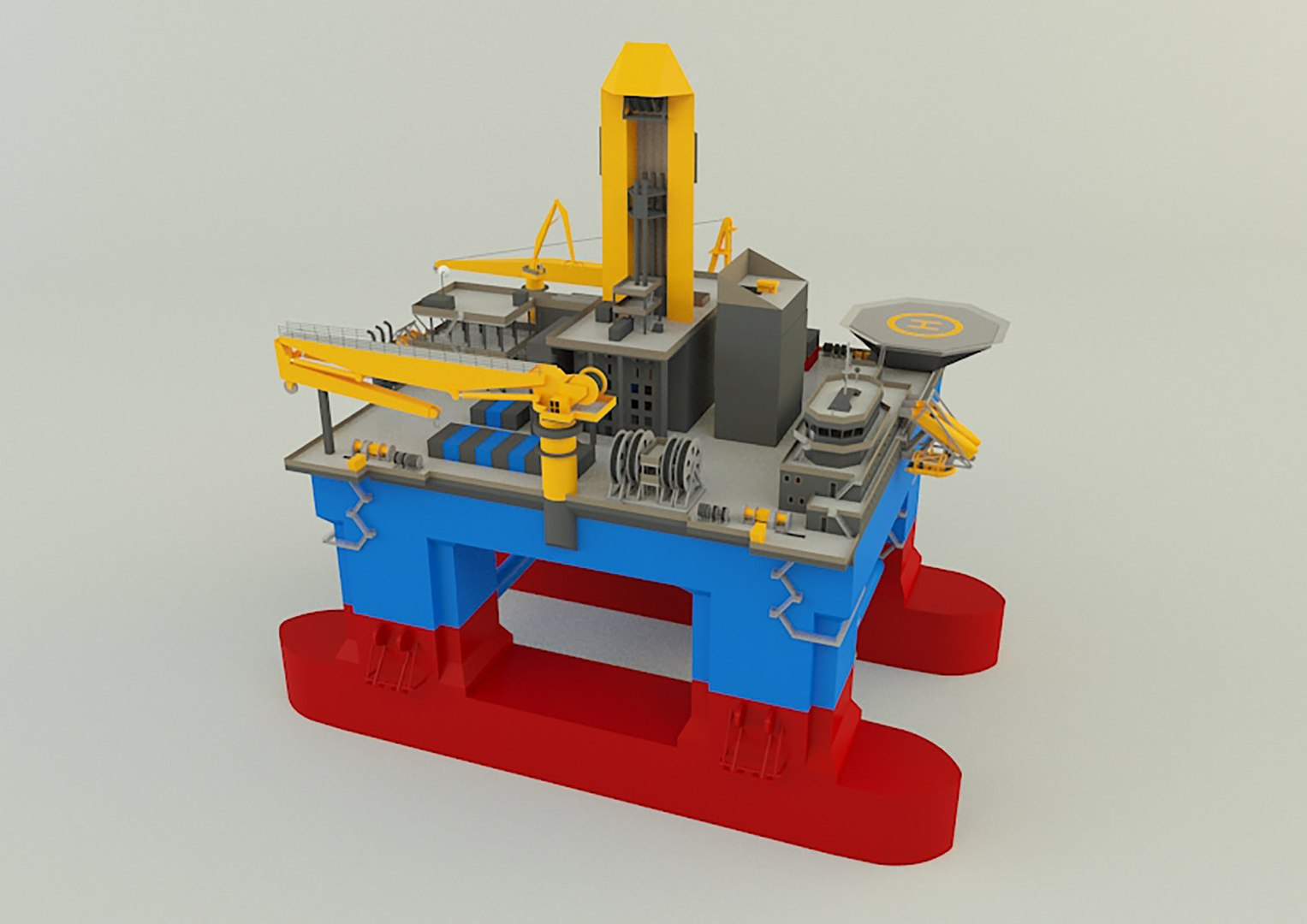 Semi Submersible Oil Platform 3D Model - TurboSquid 2068973