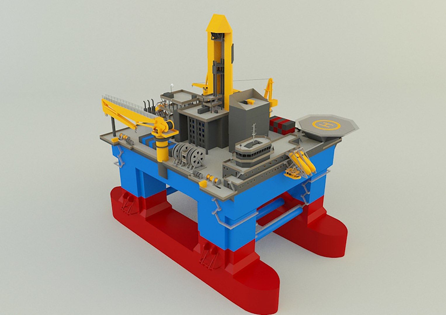Semi Submersible Oil Platform 3D Model - TurboSquid 2068973