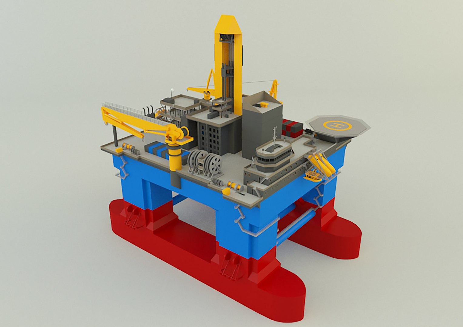 Semi Submersible Oil Platform 3D Model - TurboSquid 2068973