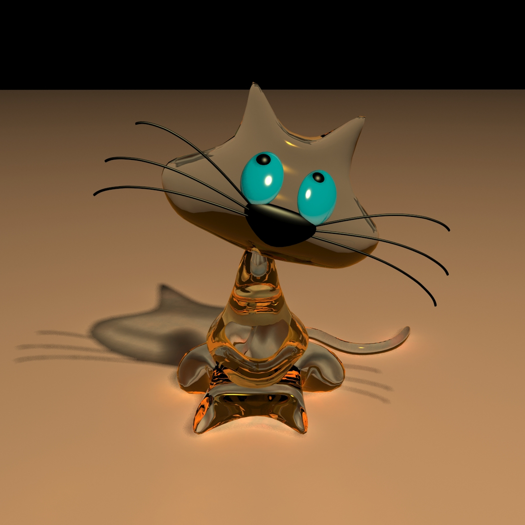 3d Glass Cat Model