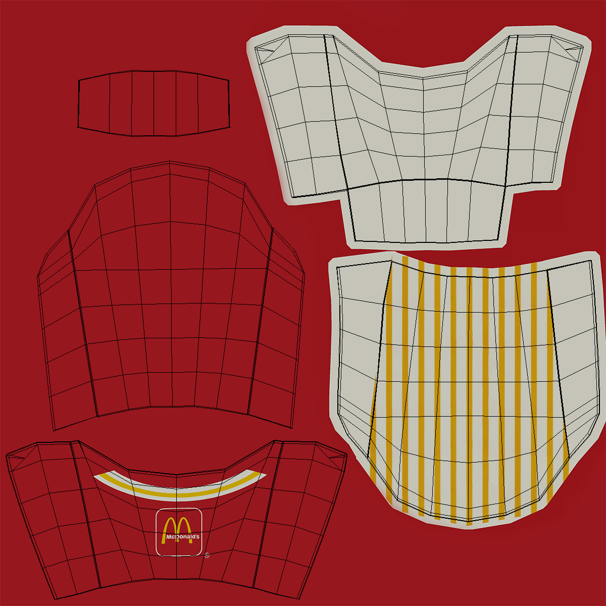 french fry box mcdonalds 3d model