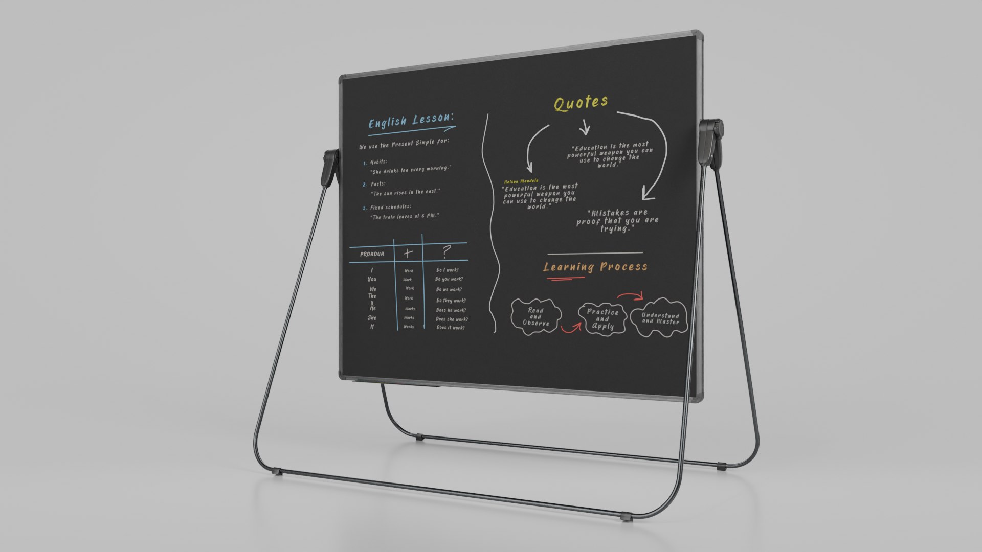 Customizable U-Stand Blackboard Rectangular Writing Board 3D Model ...