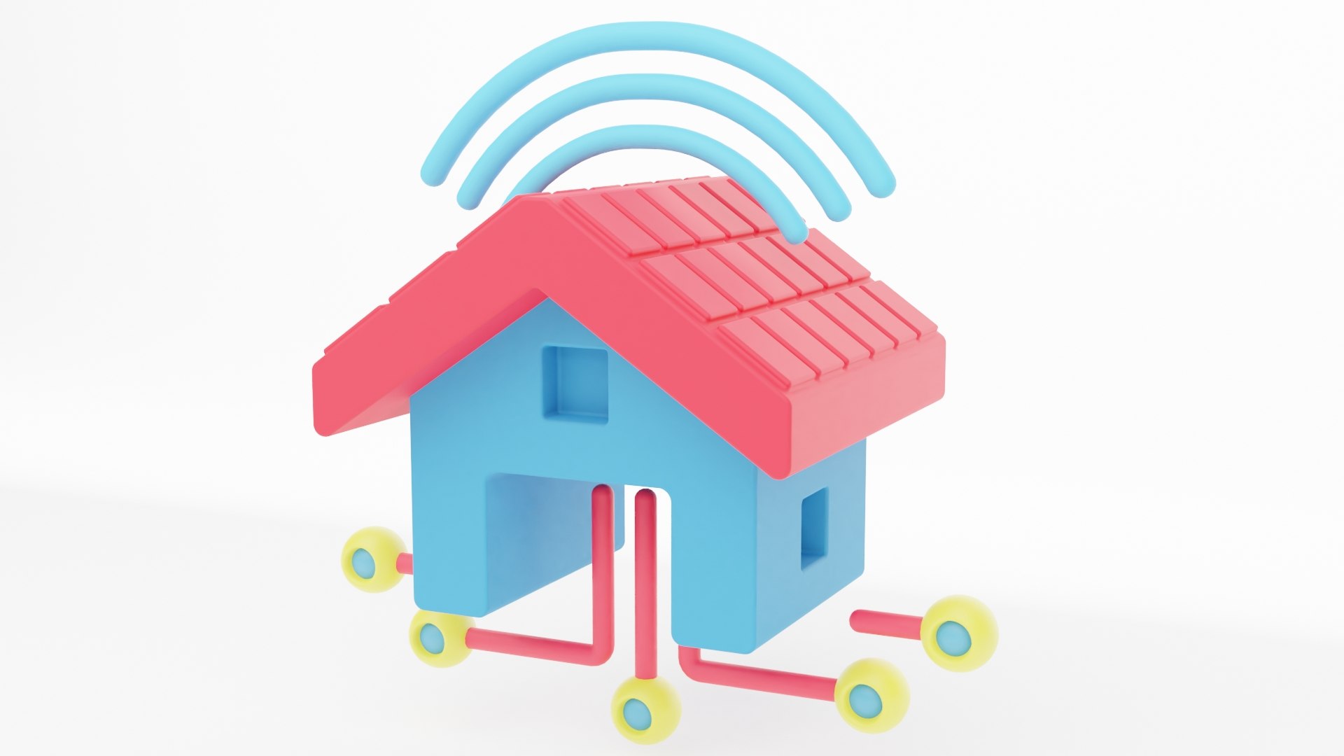 3d Icon Of Smart Home Technology Connected To Internet Network 3D Model ...