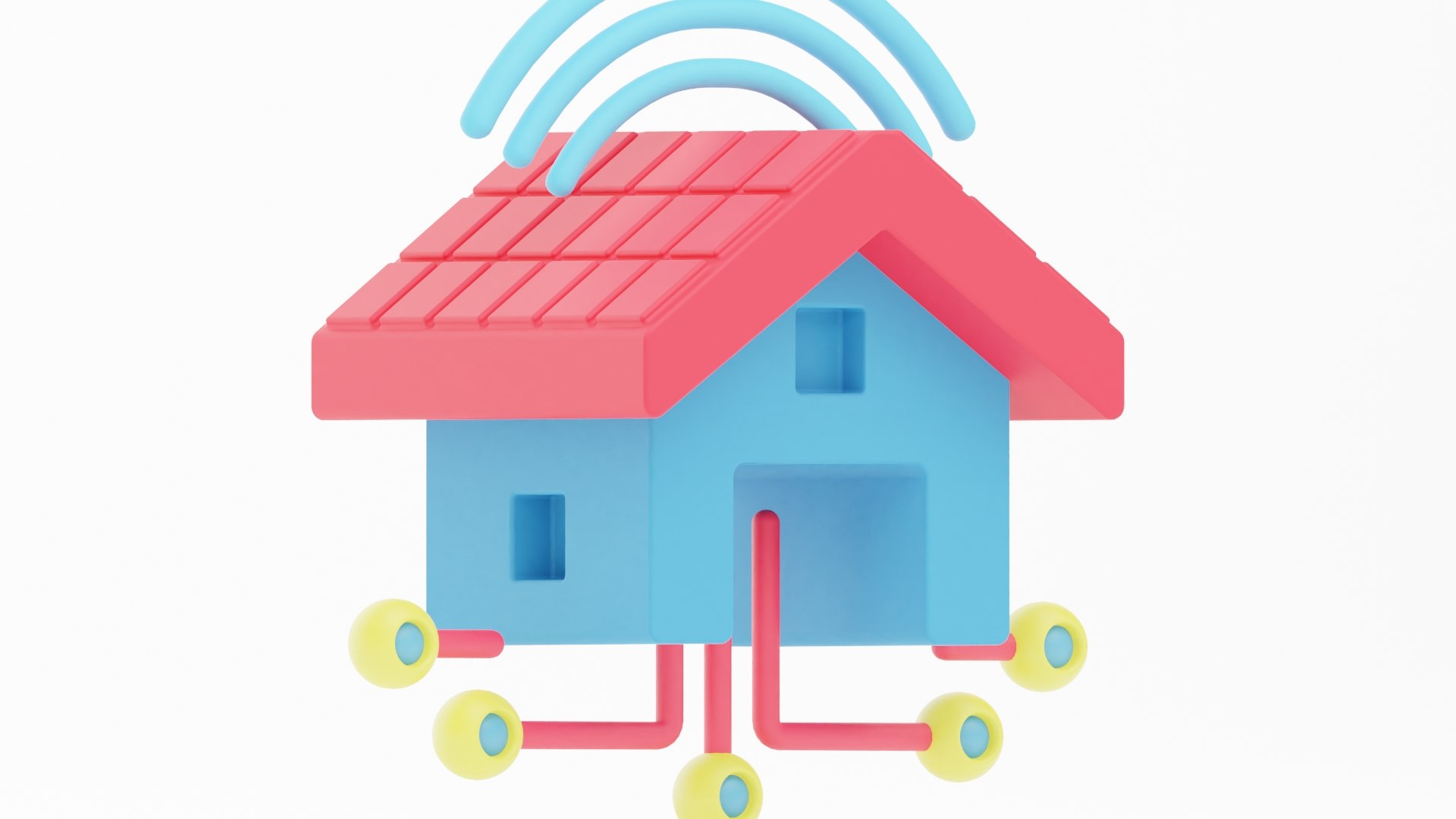 3d Icon Of Smart Home Technology Connected To Internet Network 3D Model ...