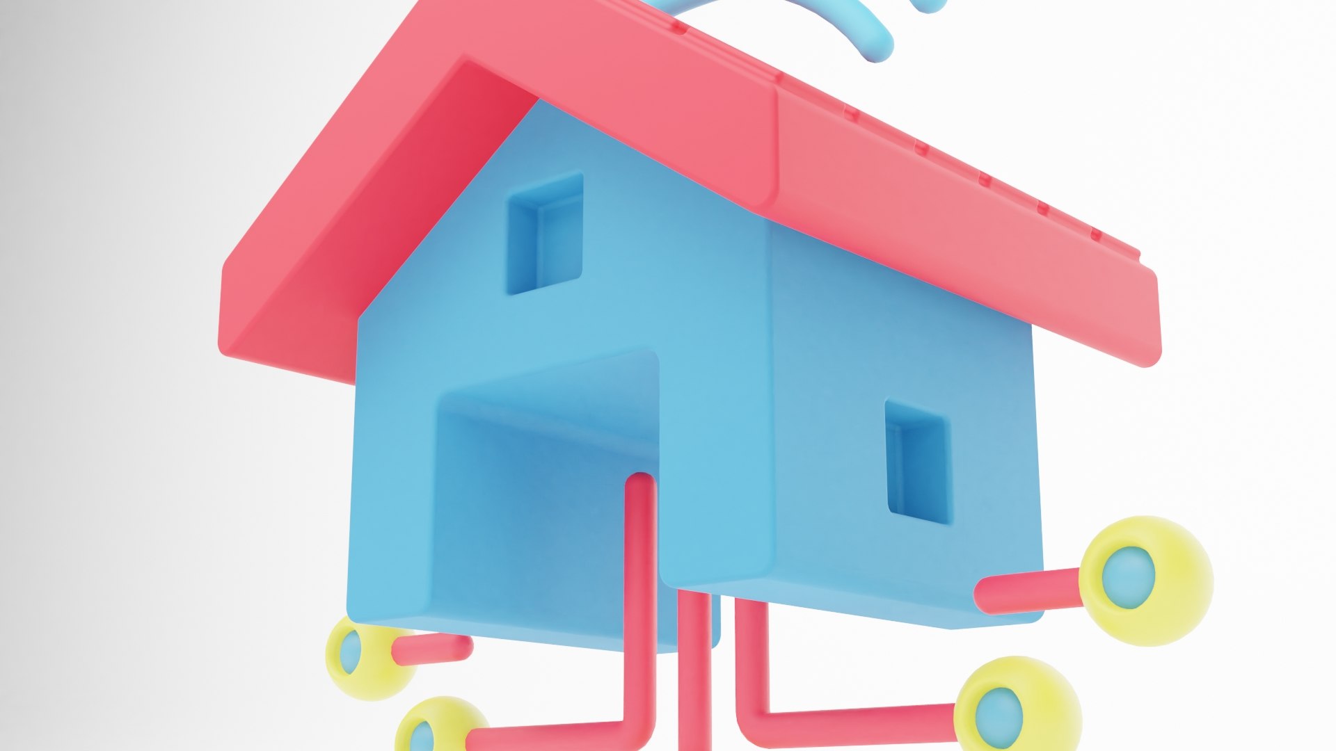 3d Icon Of Smart Home Technology Connected To Internet Network 3D Model ...