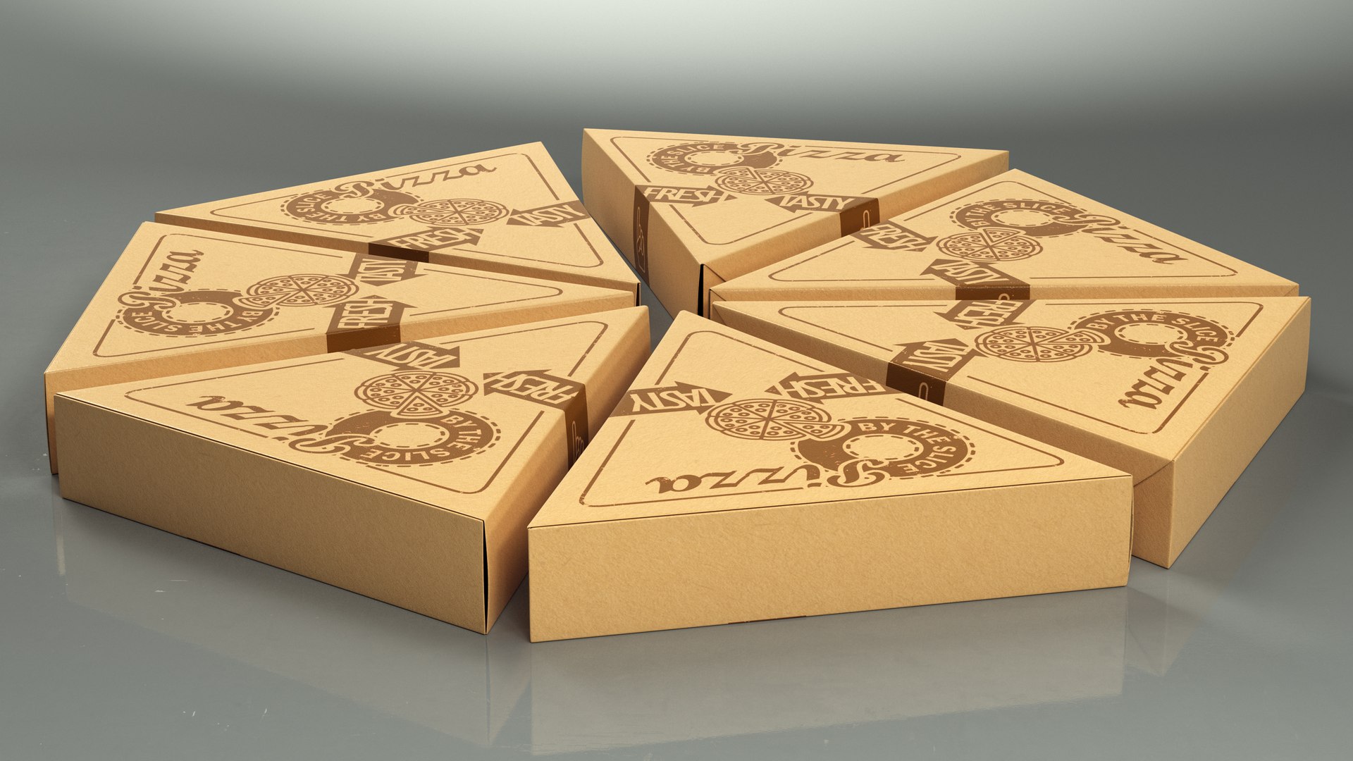 Round of Triangle Pizza Slice Party Boxes model - TurboSquid 2157862