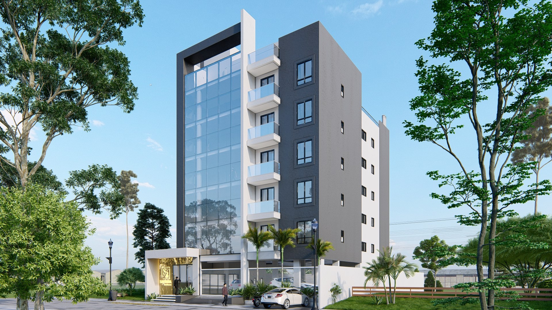 Modern Residential Building Model Turbosquid 2261193