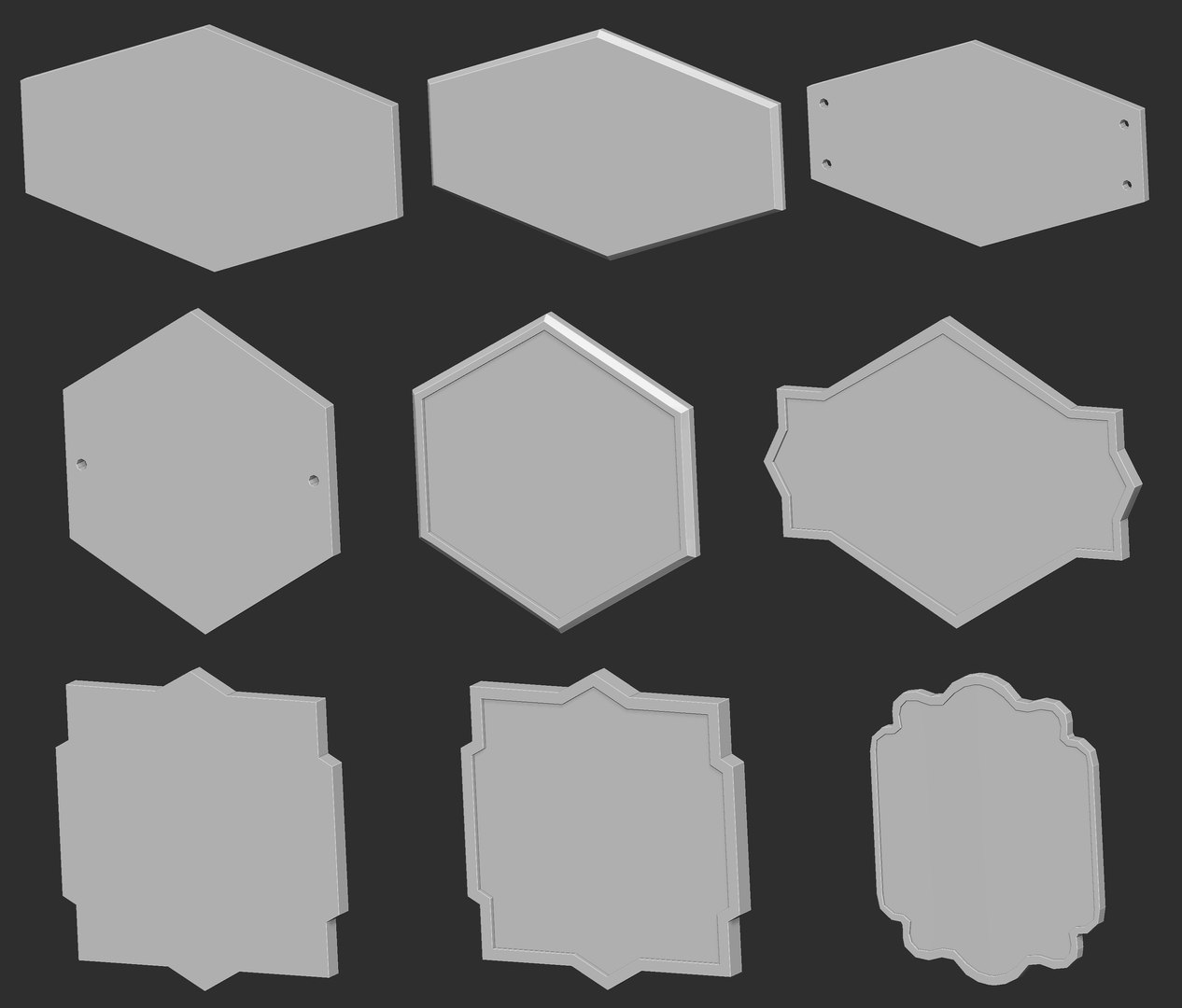 3D 80 Sign Board Nameplate Base Mesh Shapes Imm Zbrush Set - TurboSquid ...