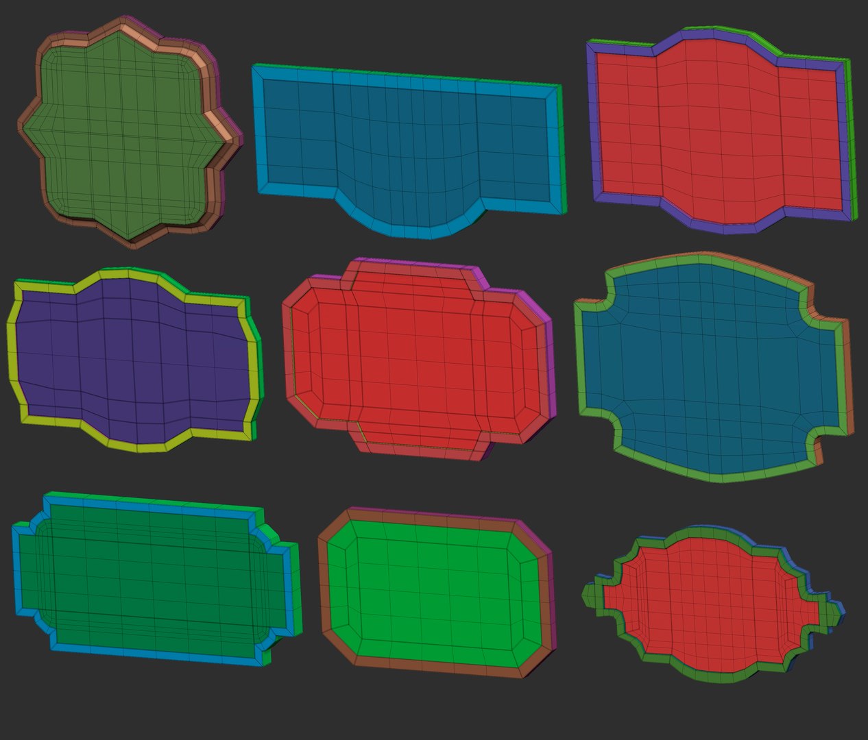 3D 80 Sign Board Nameplate Base Mesh Shapes Imm Zbrush Set - TurboSquid ...