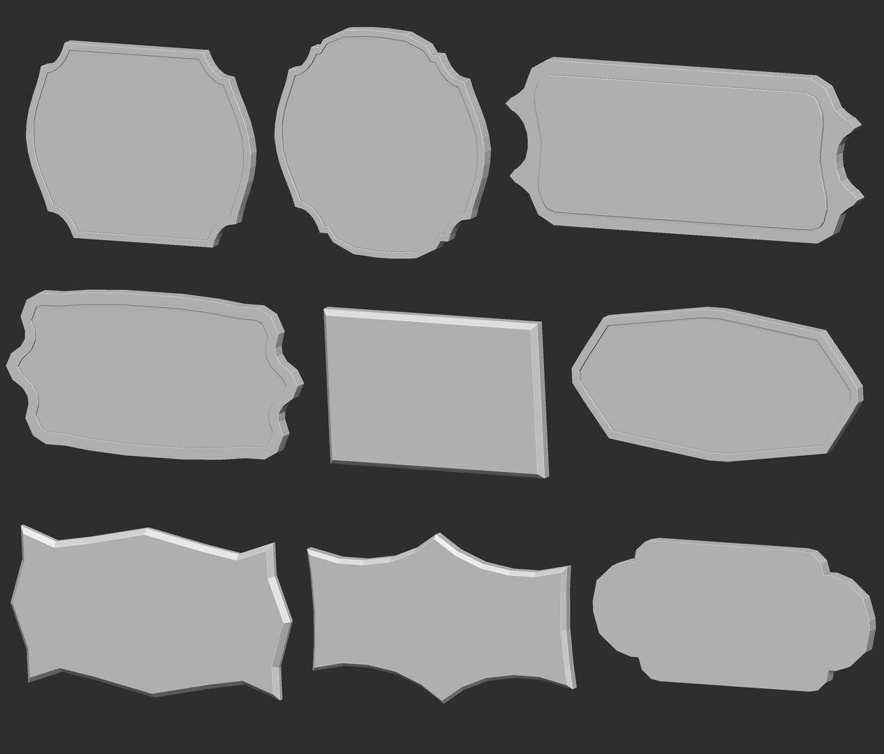 3D 80 Sign Board Nameplate Base Mesh Shapes Imm Zbrush Set - TurboSquid ...