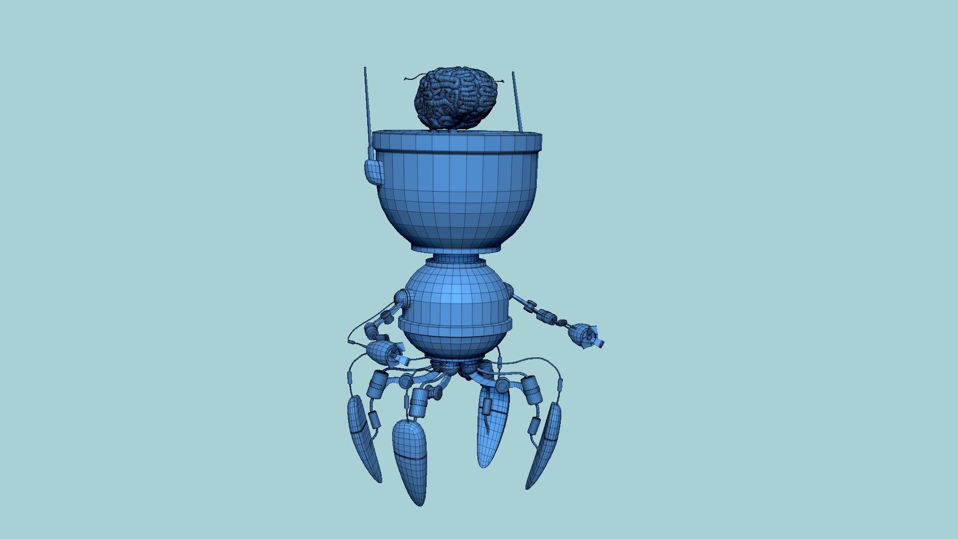 3D Model Brain Robot G01 Black Copper - SciFi Character Design ...