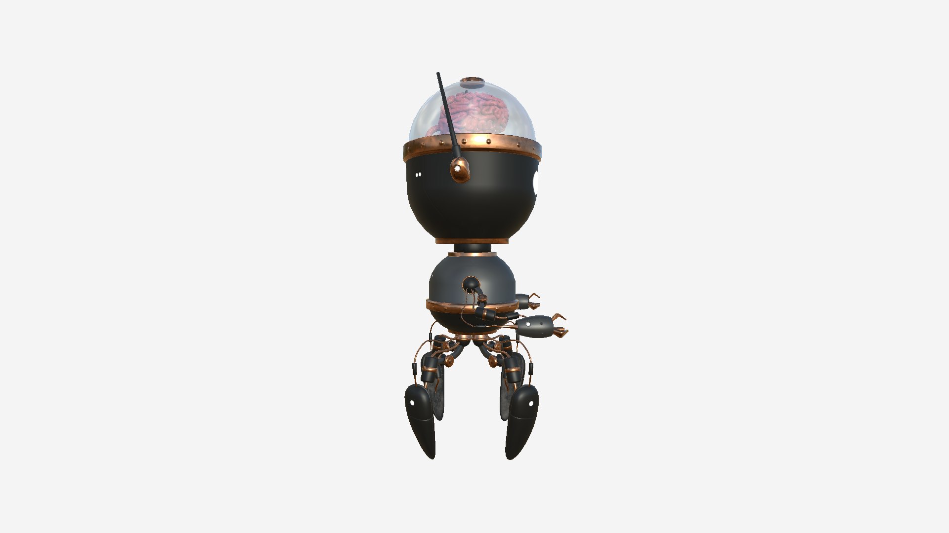 3D Model Brain Robot G01 Black Copper - SciFi Character Design ...