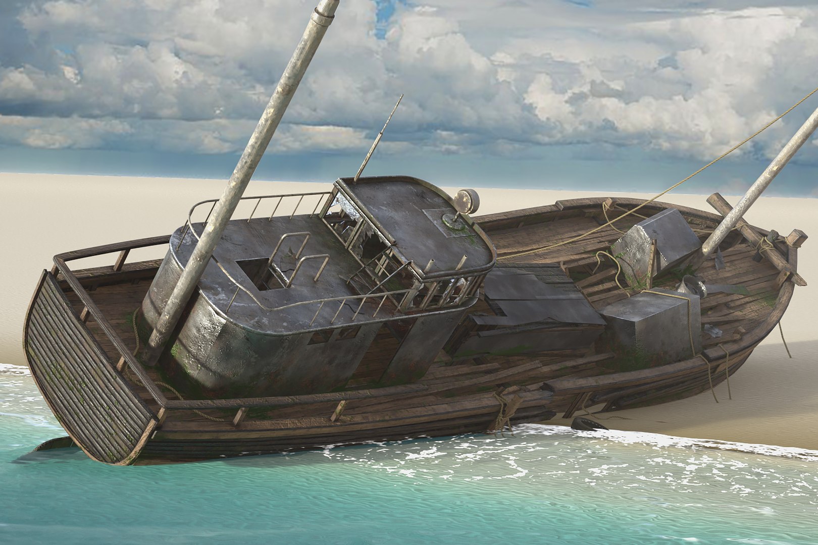 3D Shipwreck Beach Ship Model - TurboSquid 1412138