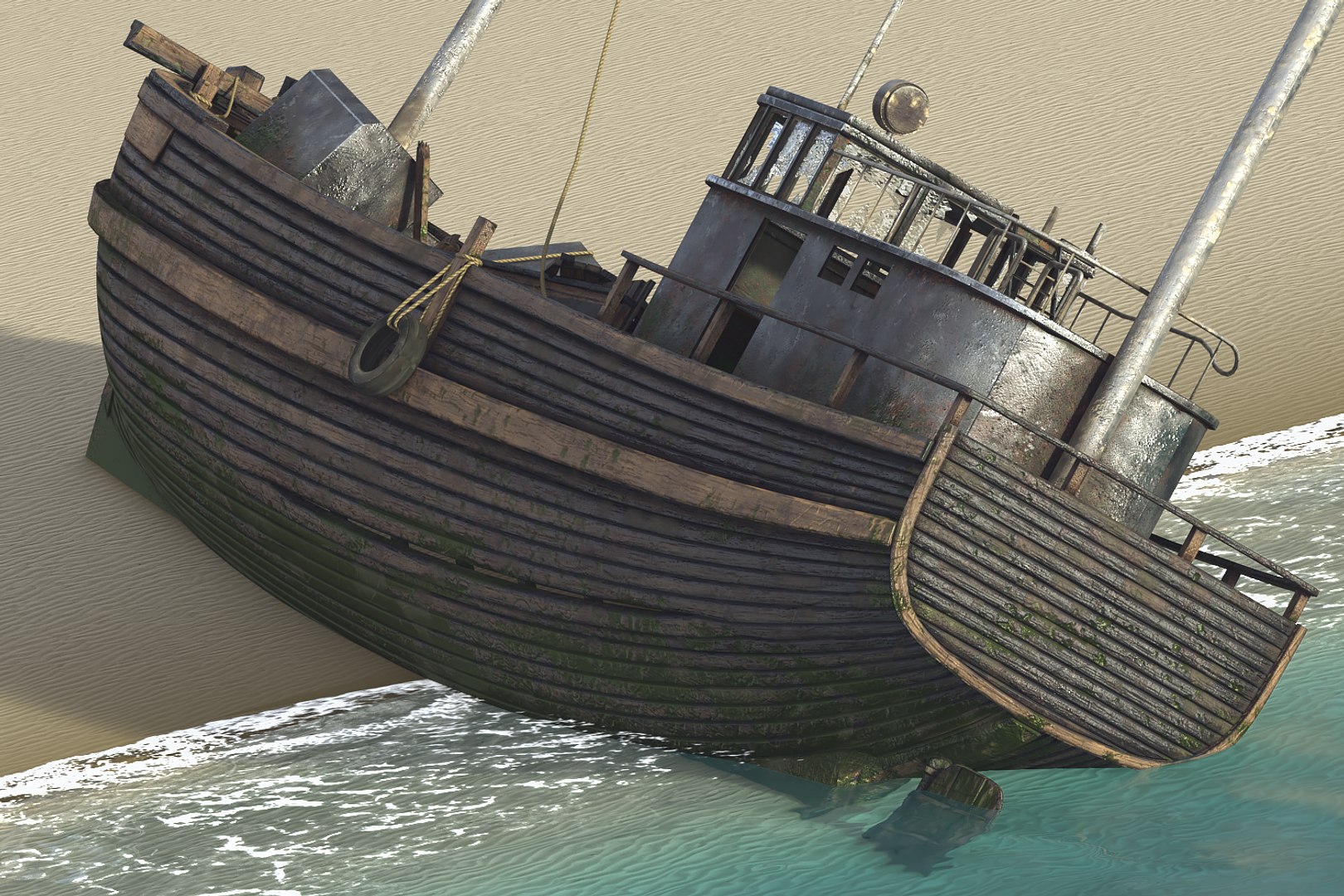 3D Shipwreck Beach Ship Model - TurboSquid 1412138
