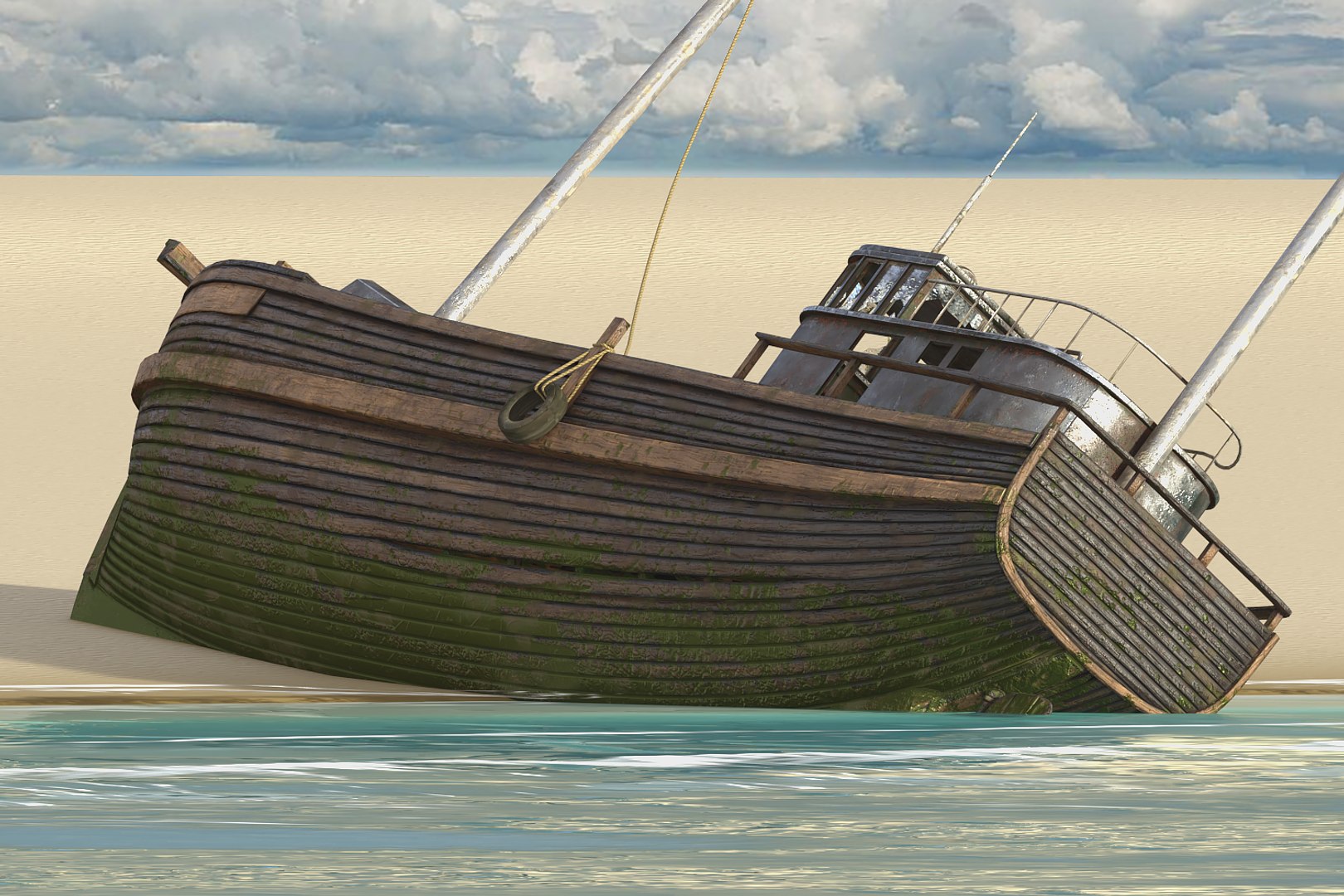 3D Shipwreck Beach Ship Model - TurboSquid 1412138